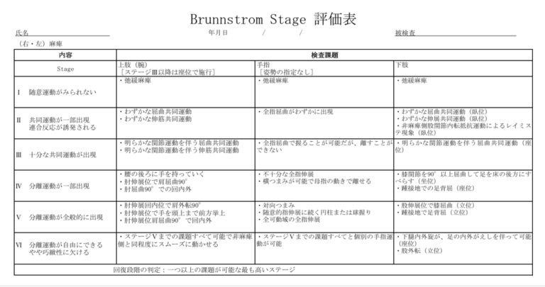 ブルンストロームステージ（Brs）とは？評価方法とその注意点 - 脳梗塞リハビリSSP高松｜完全個別のリハビリ施設